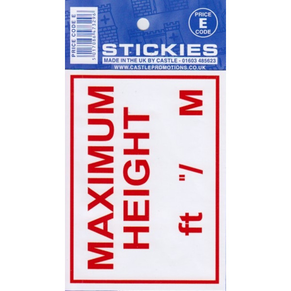 MAXIMUM HEIGHT STICKER - Car Smart