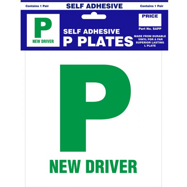 P Plates - Self Adhesive - Pair - Car Smart