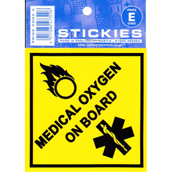 Outdoor Vinyl Sticker - Medical Oxygen On Board - Car Smart